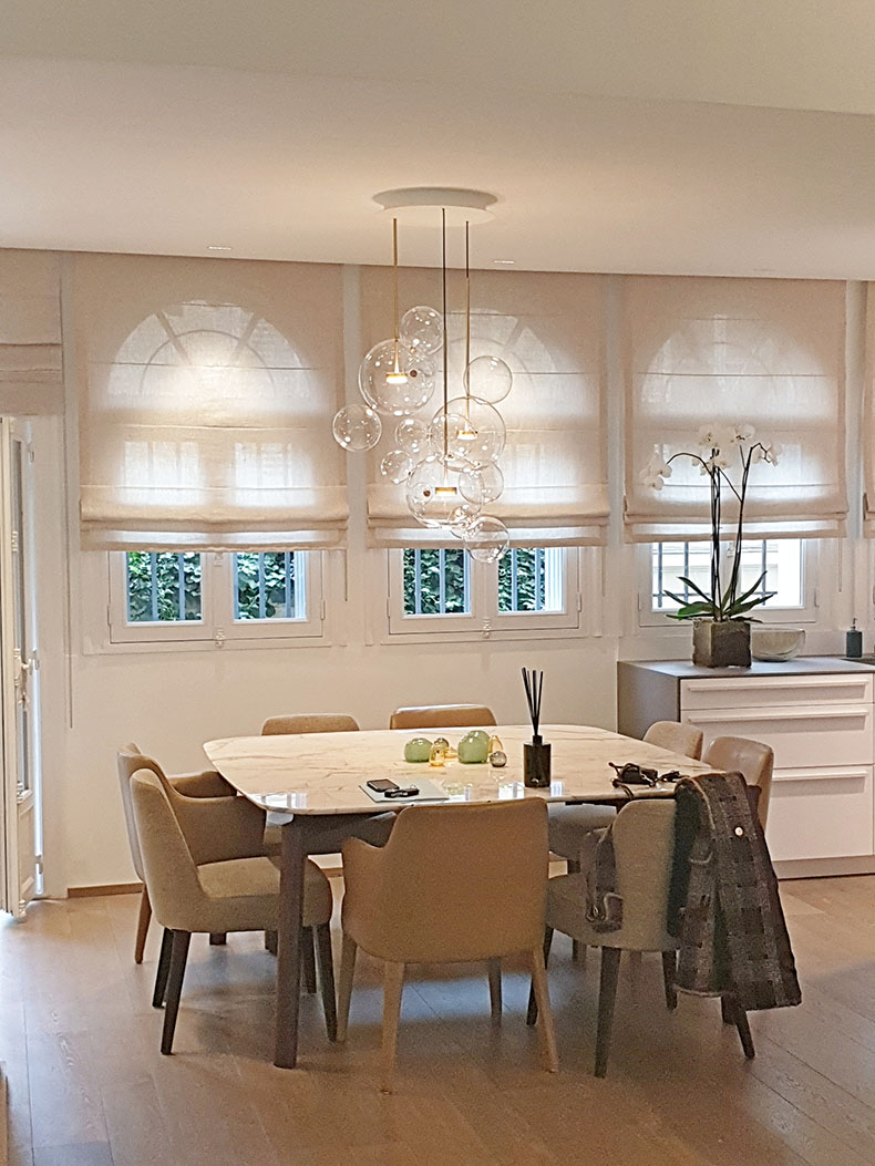 Stores bateau sur mesure voilage salle à manger | Tapissier à Paris 6 ...